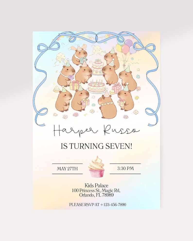 Capybara Birthday Invitation - Etsy