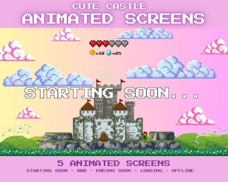 Cute Castle Pixel Art Animated Twitch Screens (digital Download) - Etsy