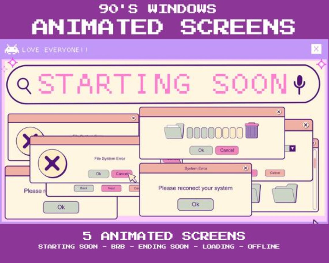 Animated Twitch 90'S Windows Theme Screens for Twitch, Stream Scenes ...