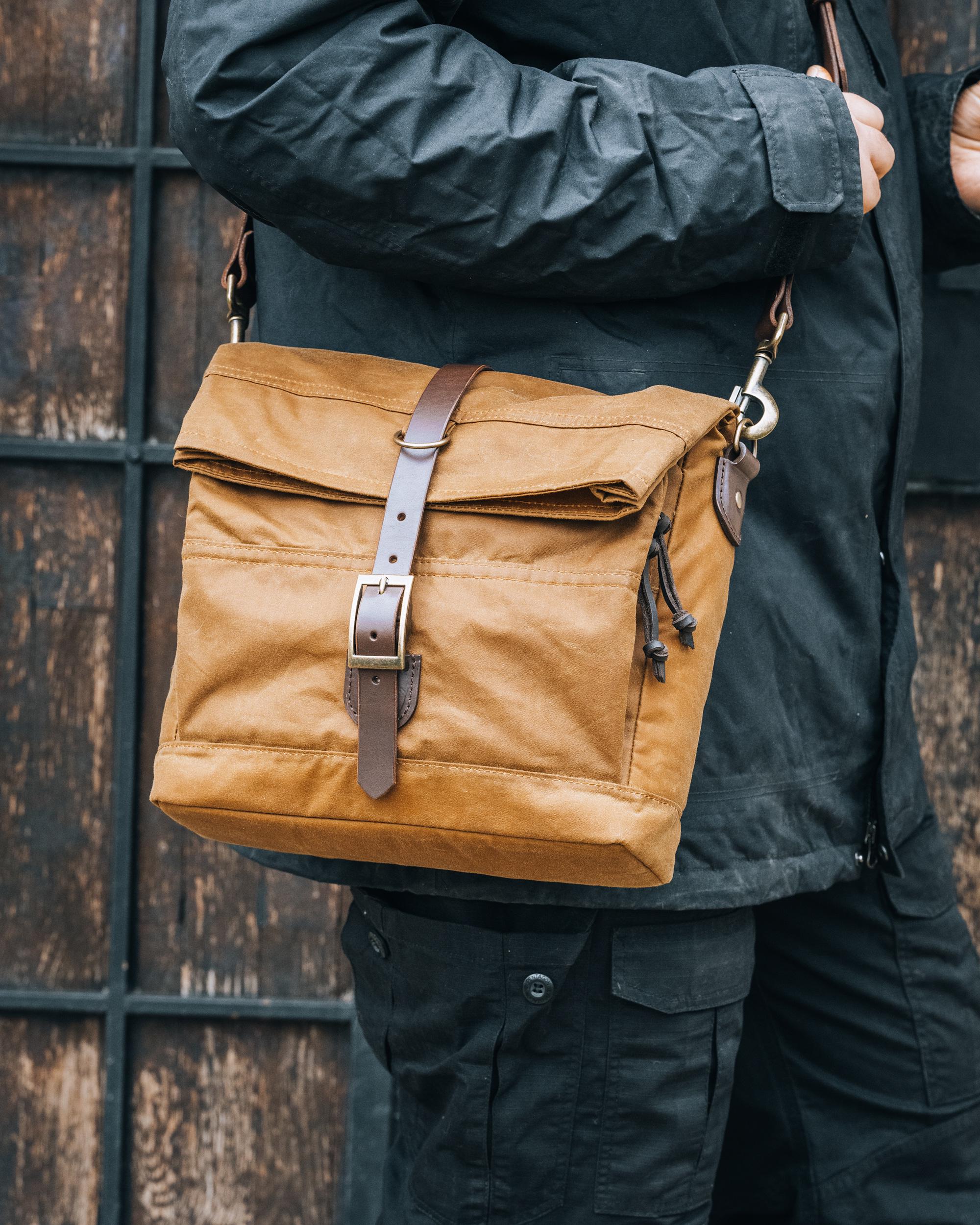 Oilskin Canvas Satchel – Handmade Beige Heritage Field Bag With Leather ...