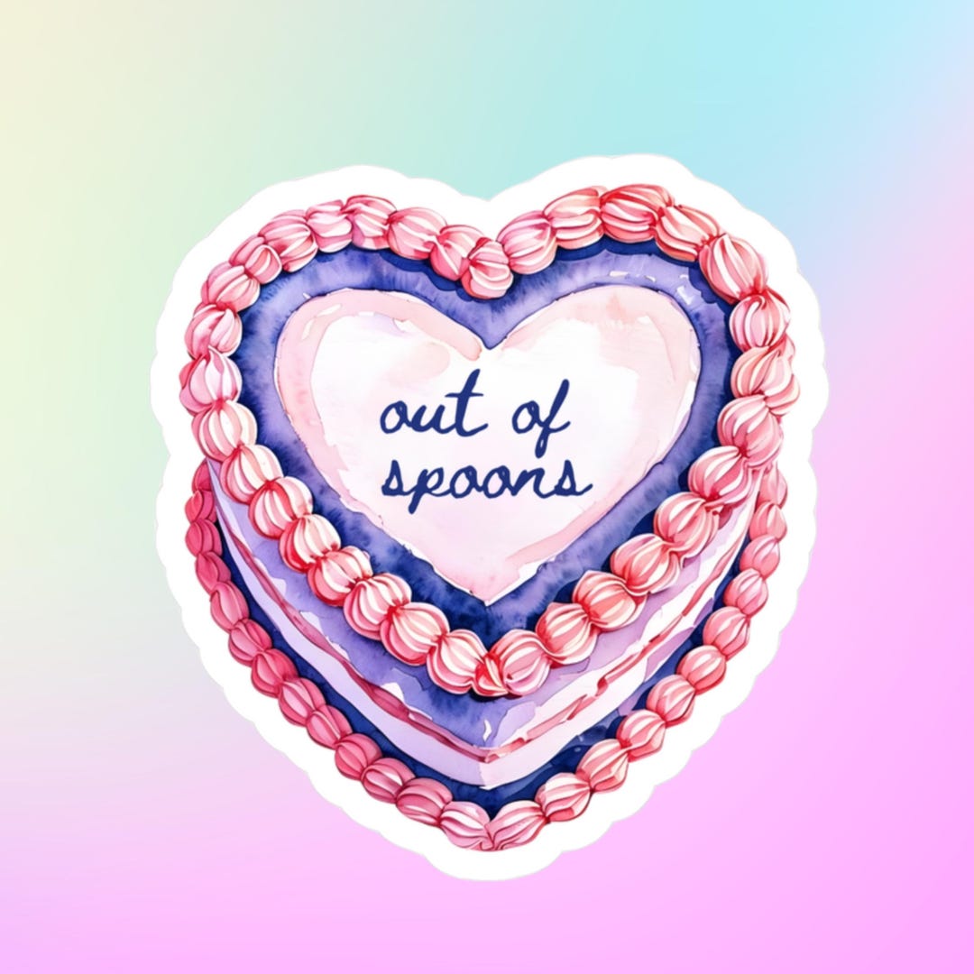 Out of Spoons Vinyl Decal Sticker, Spoon Theory Heart Cake Decal ...