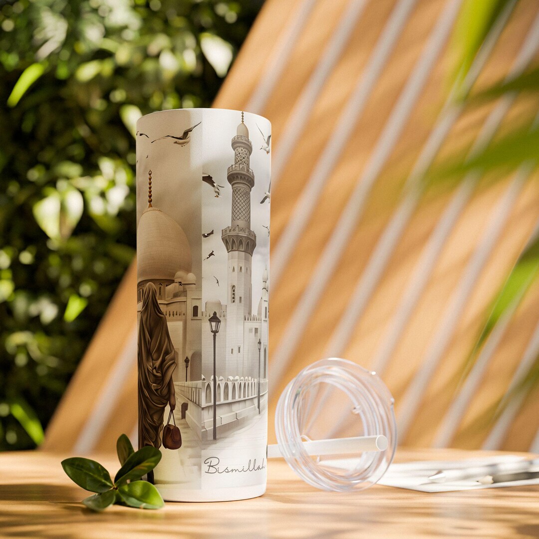 Muslimah Skinny Tumbler With Straw, 20oz | Hijabi| Islamic Water Bottle ...