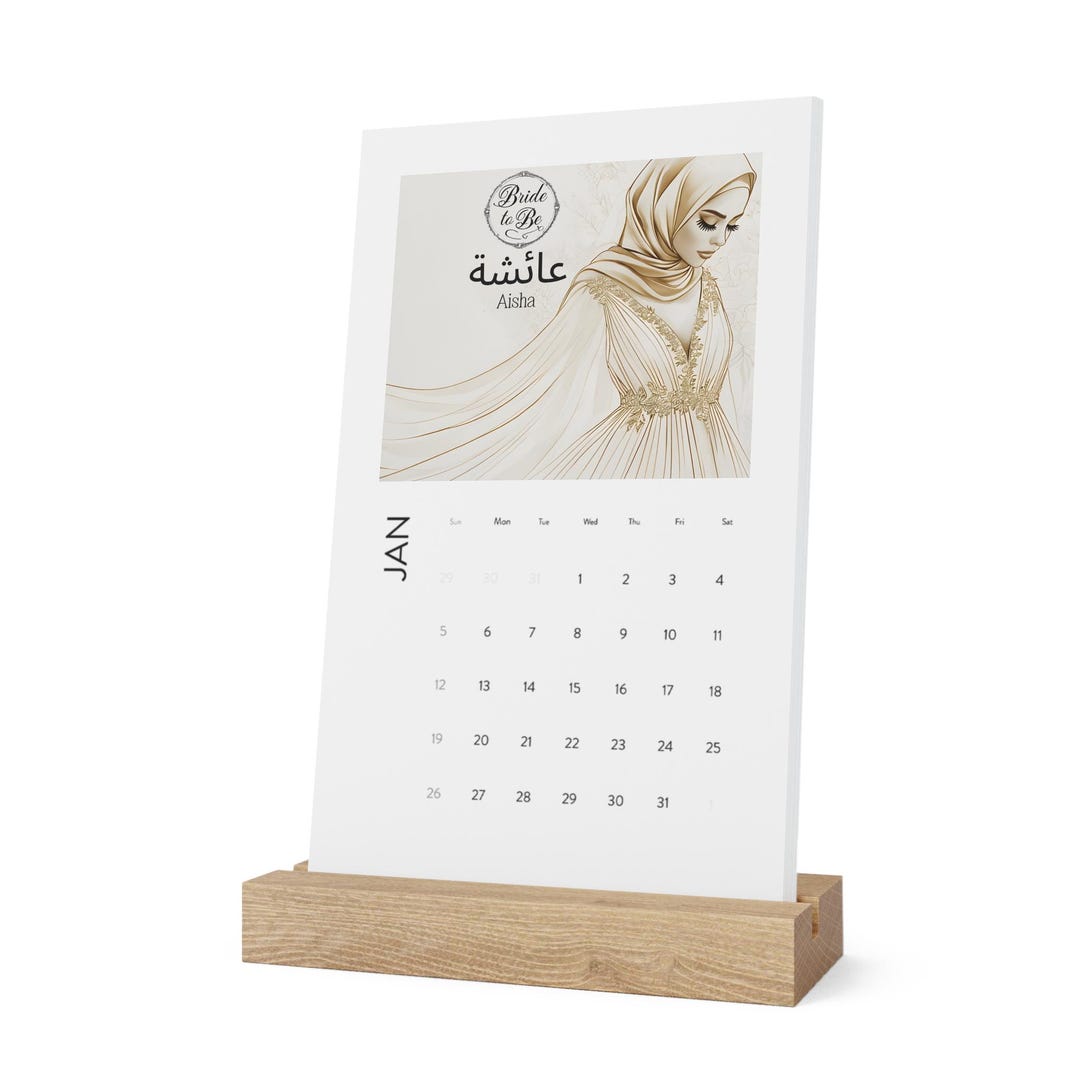 Muslim Bride Vertical Desk Calendar| Muslim Wedding| Personalised ...