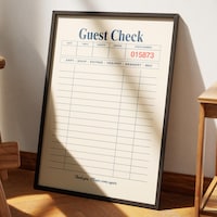 Blank Guest Check Poster, Trendy Wall Art, Aesthetic Preppy Prints ...