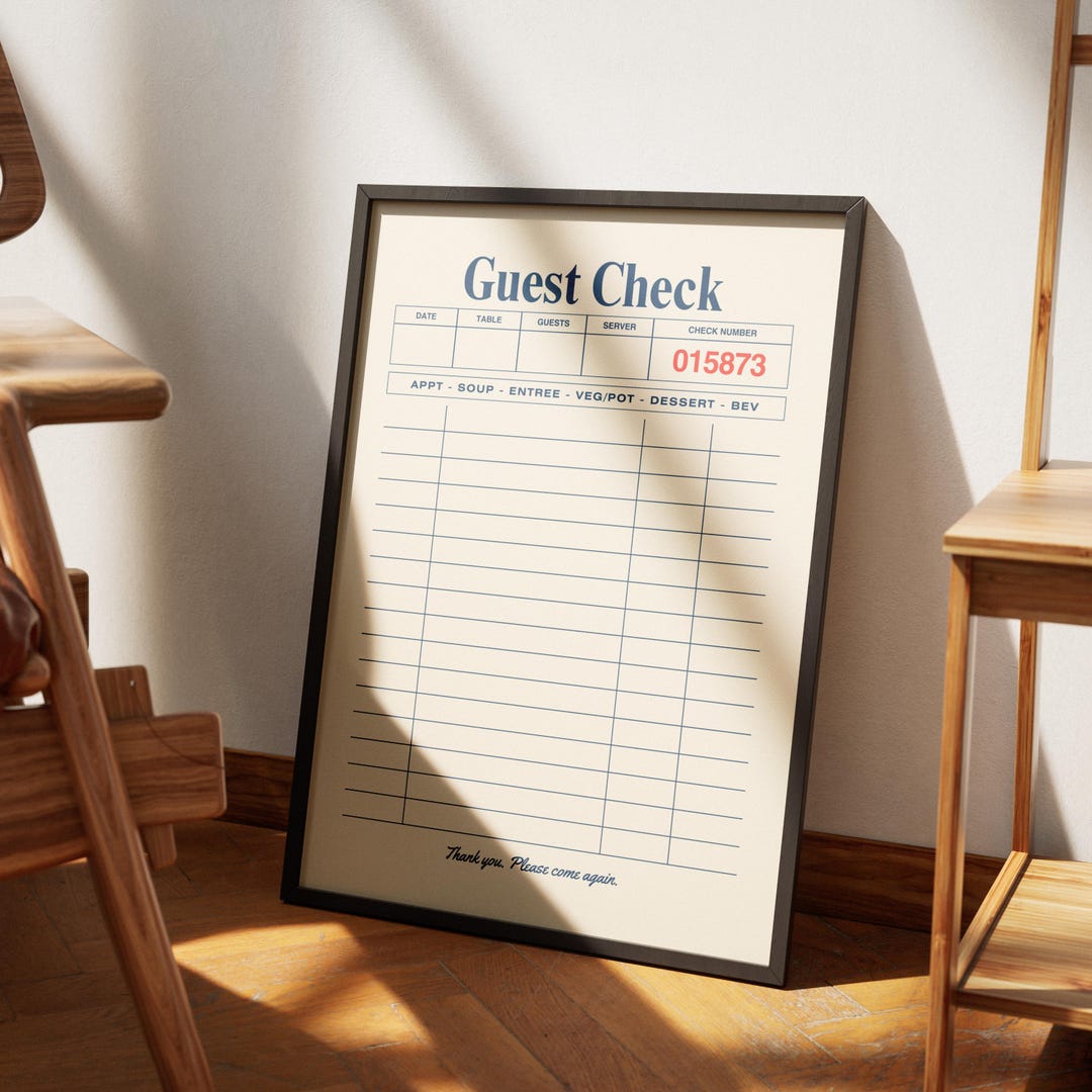 Blank Guest Check – Guest Check Print & Poster, Interactive Wall Art - Etsy