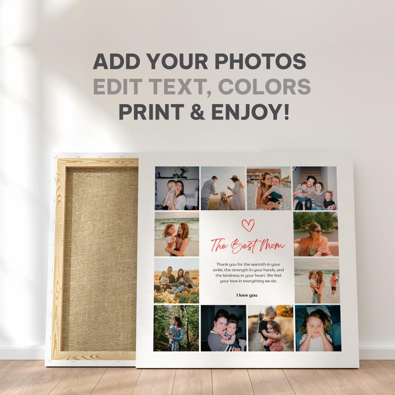 Mother's Day Photo Collage, Custom Gift for Mom, Mom Birthday Gift Idea ...