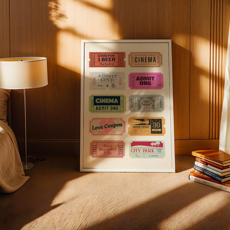 Retro Ticket Print, Trendy Aesthetic Poster, Vintage Print, Trendy Wall ...