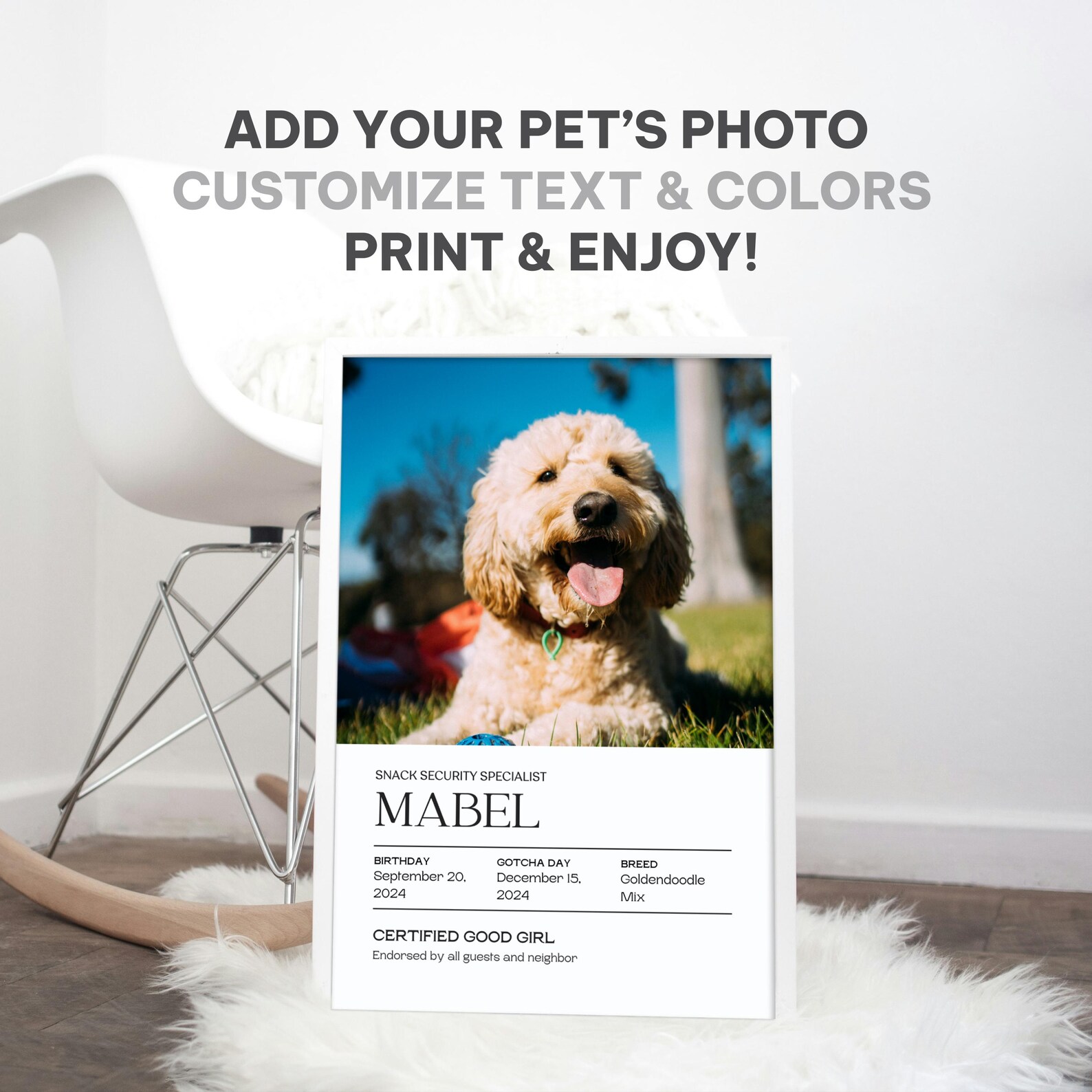Funny Pet Portrait, Custom Dog Poster, Funny Pet Portrait Gift ...