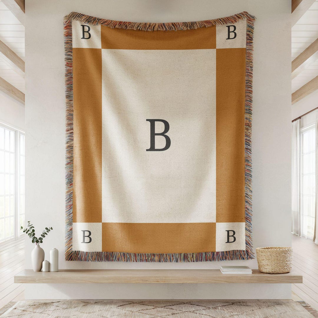 Monogram Initial Blanket | Personalized Letter Throw | Woven Custom ...