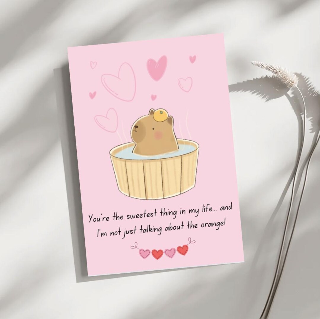 Cute Capybara Valentine's Day Card - Etsy