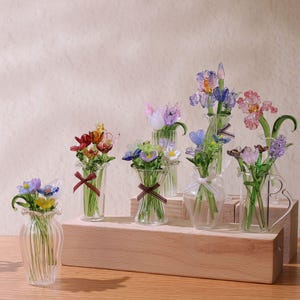 Mini Glass Flower Bouquet Set- Birth Month Flower Bouquet,mini Flower ...