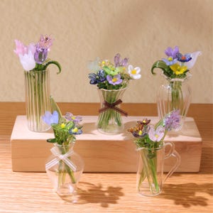 Mini Glass Flower Bouquet Set- Birth Month Flower Bouquet,mini Flower ...