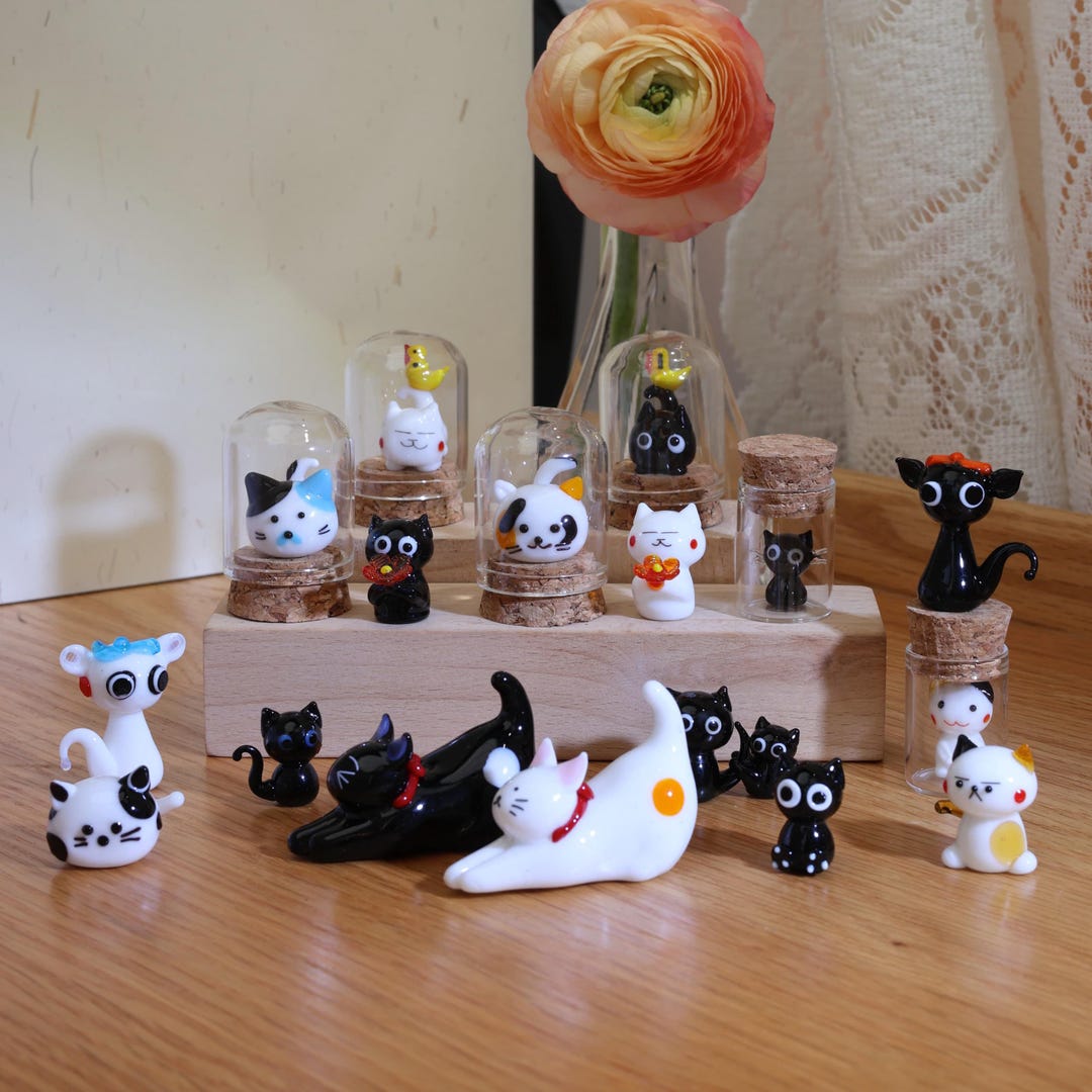 Hand-blown Glass Cat Figurines –memorial Gift for Pet Lovers, Cat ...