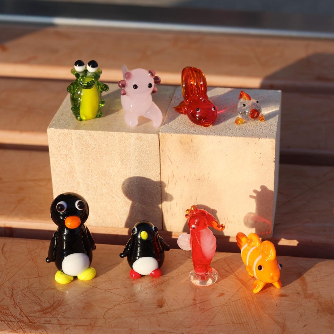 Hand-blown Glass Sea Animal Figurines –micro Art Glass Animals ...