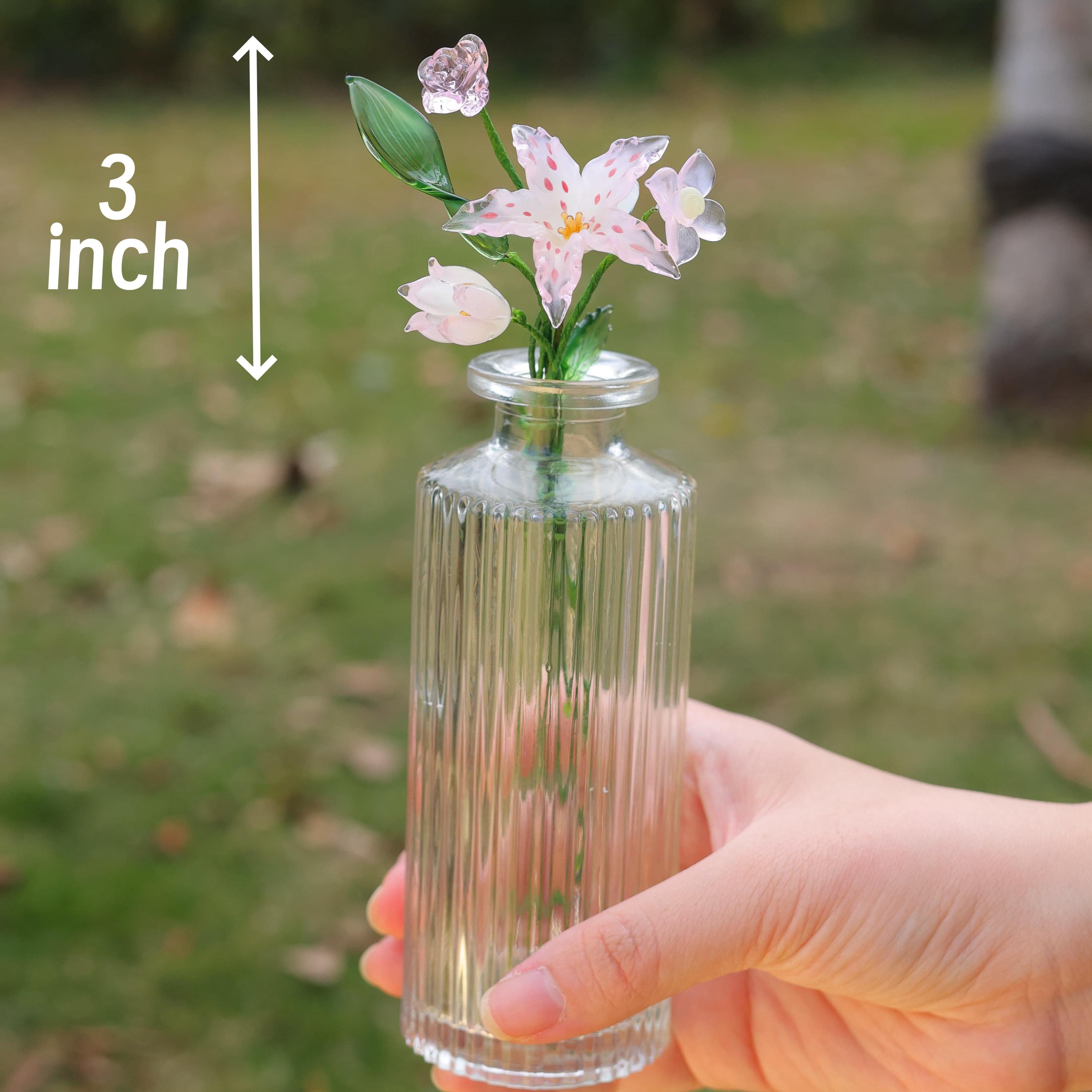 Mini Glass Flower Bouquet Set- Mini Flower Figurine,home Decor Gift for ...