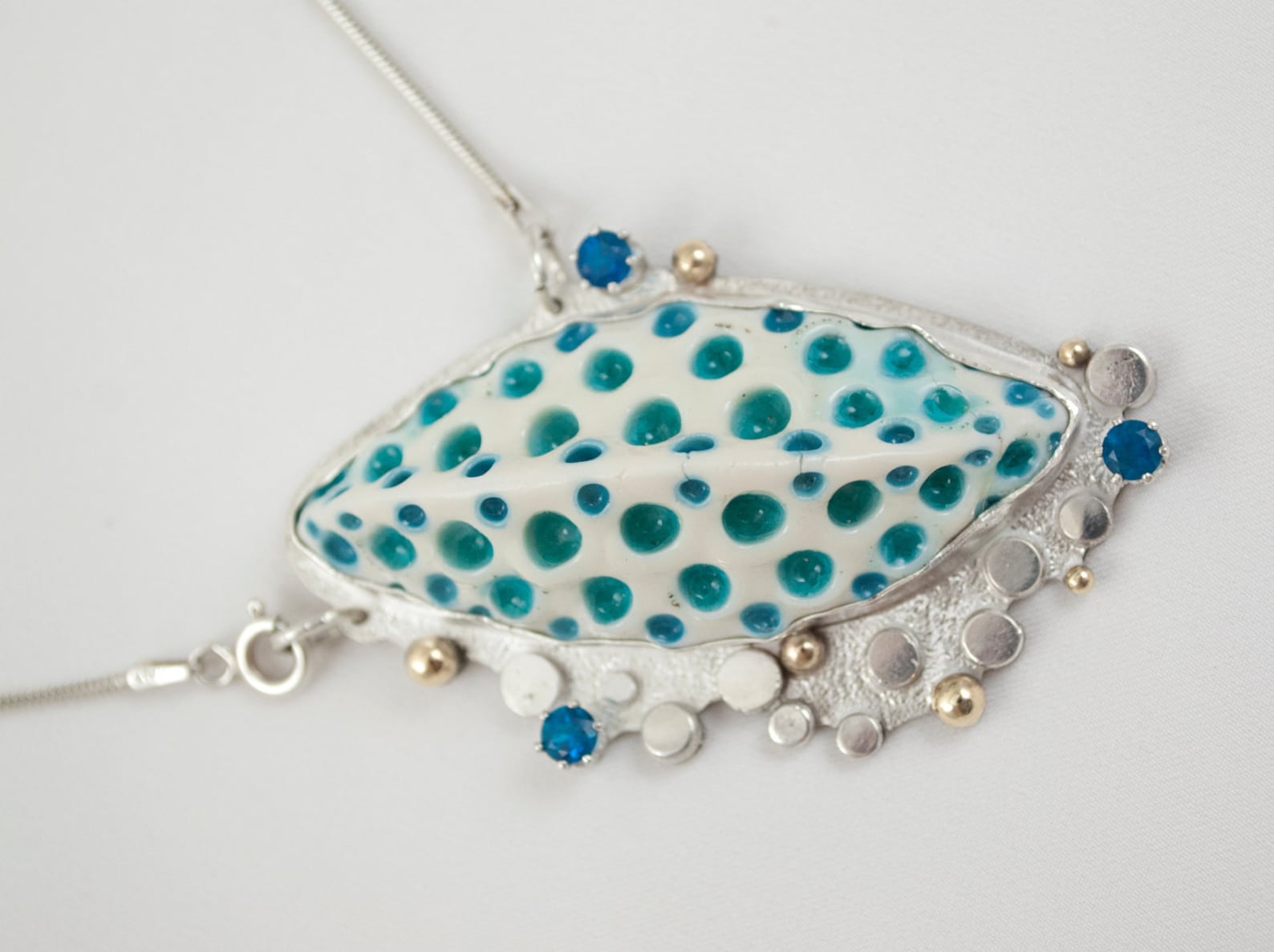 SEA TANGLE Organic Like Porcelain Cabochon Sterling and - Etsy