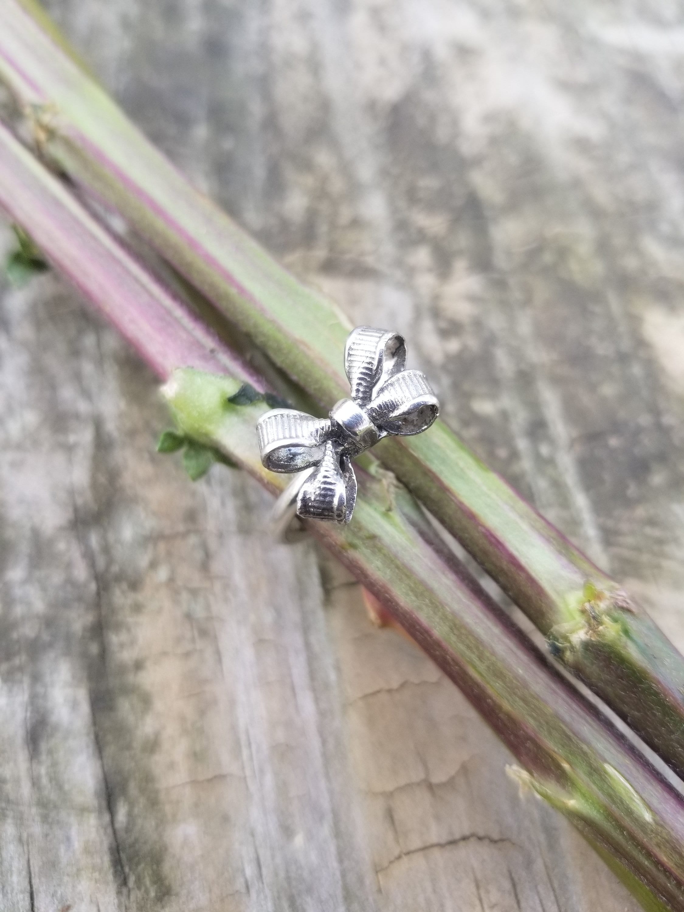 BOW RING Sterling Silver Bow 12g Simple Stacking Ring | Etsy