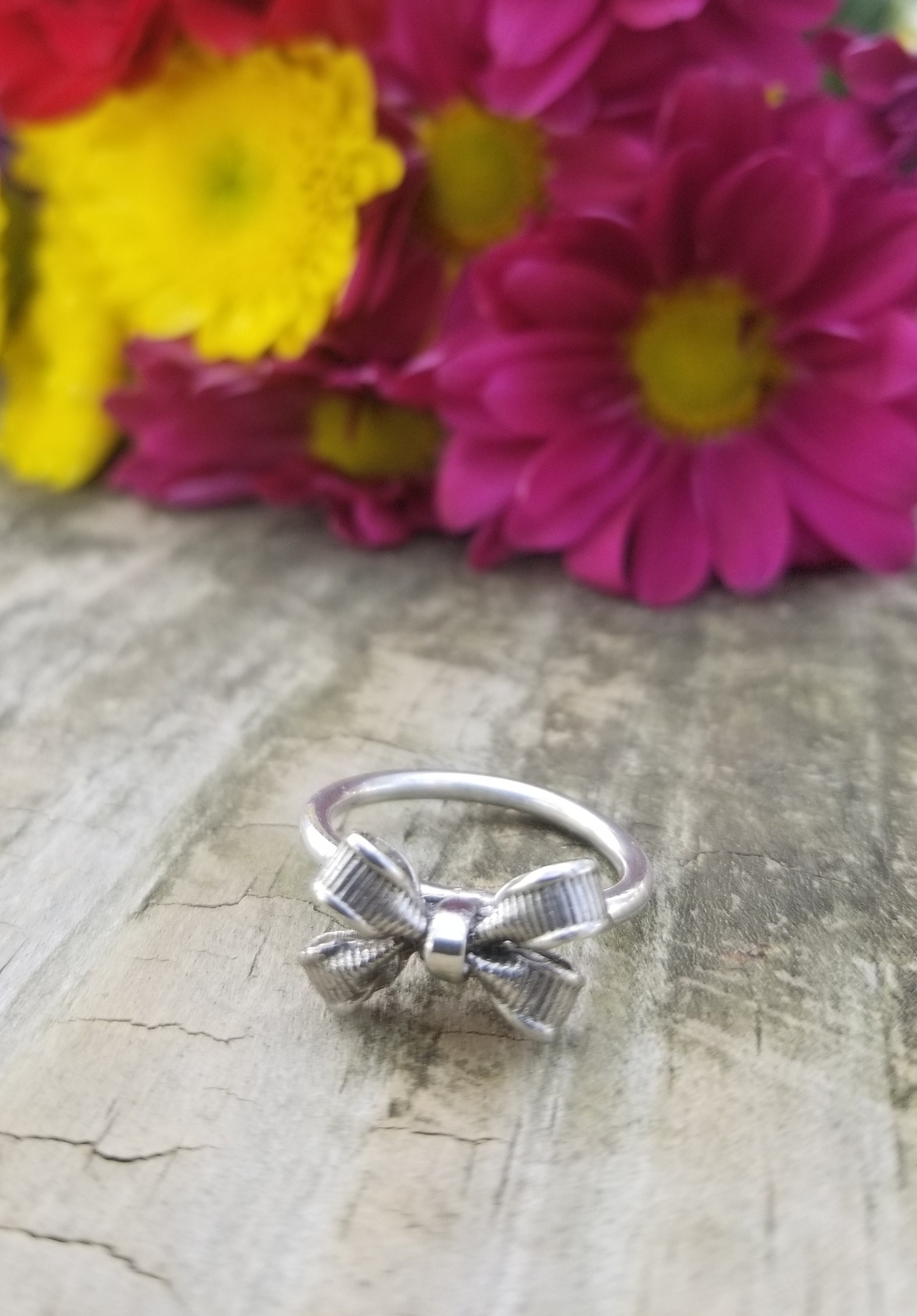 BOW RING Sterling Silver Bow 12g Simple Stacking Ring | Etsy