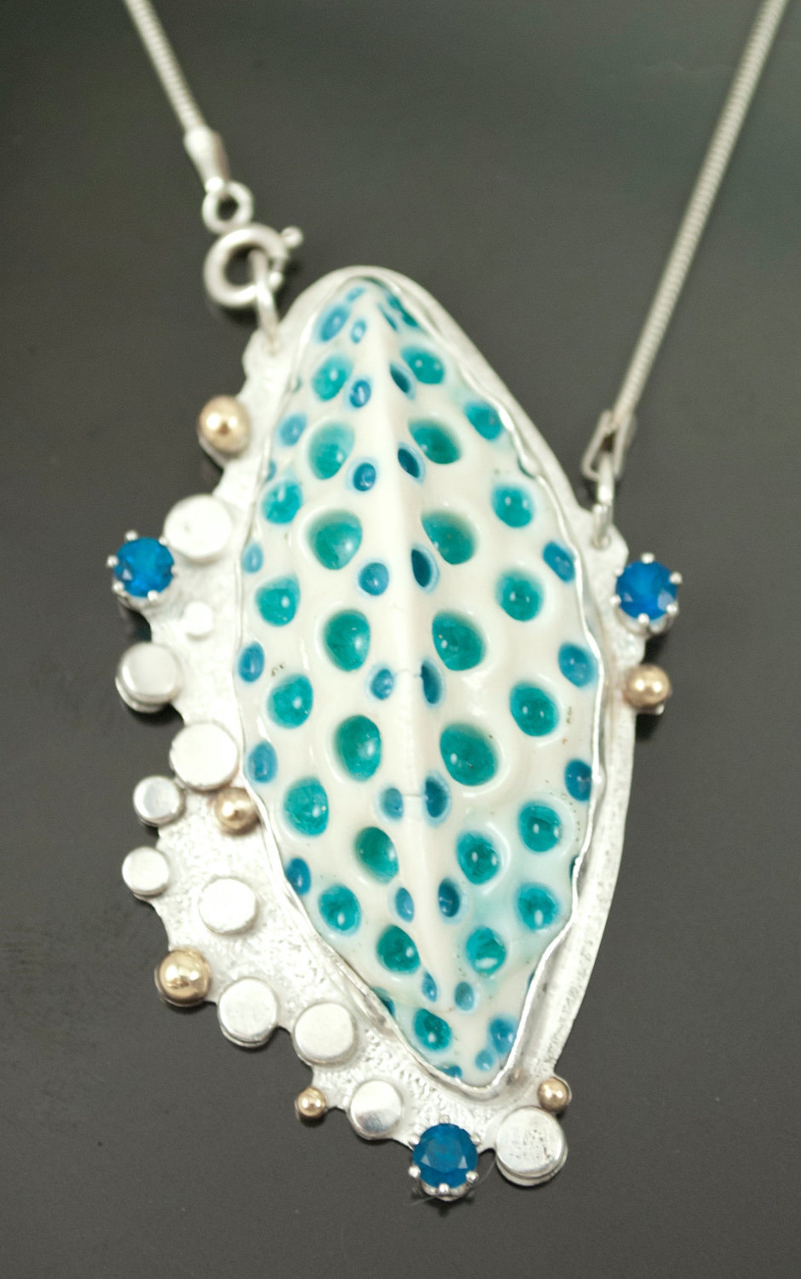 SEA TANGLE Organic Like Porcelain Cabochon Sterling and - Etsy