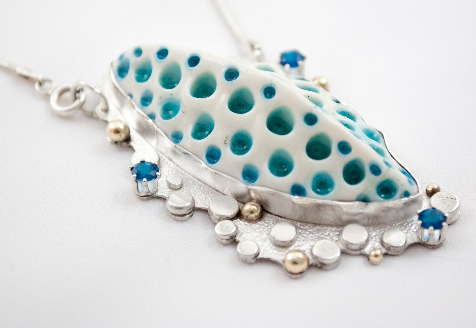 SEA TANGLE Organic Like Porcelain Cabochon Sterling and - Etsy