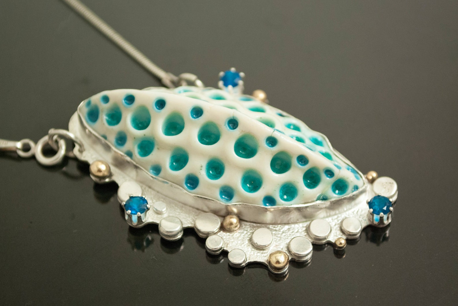 SEA TANGLE Organic Like Porcelain Cabochon Sterling and - Etsy