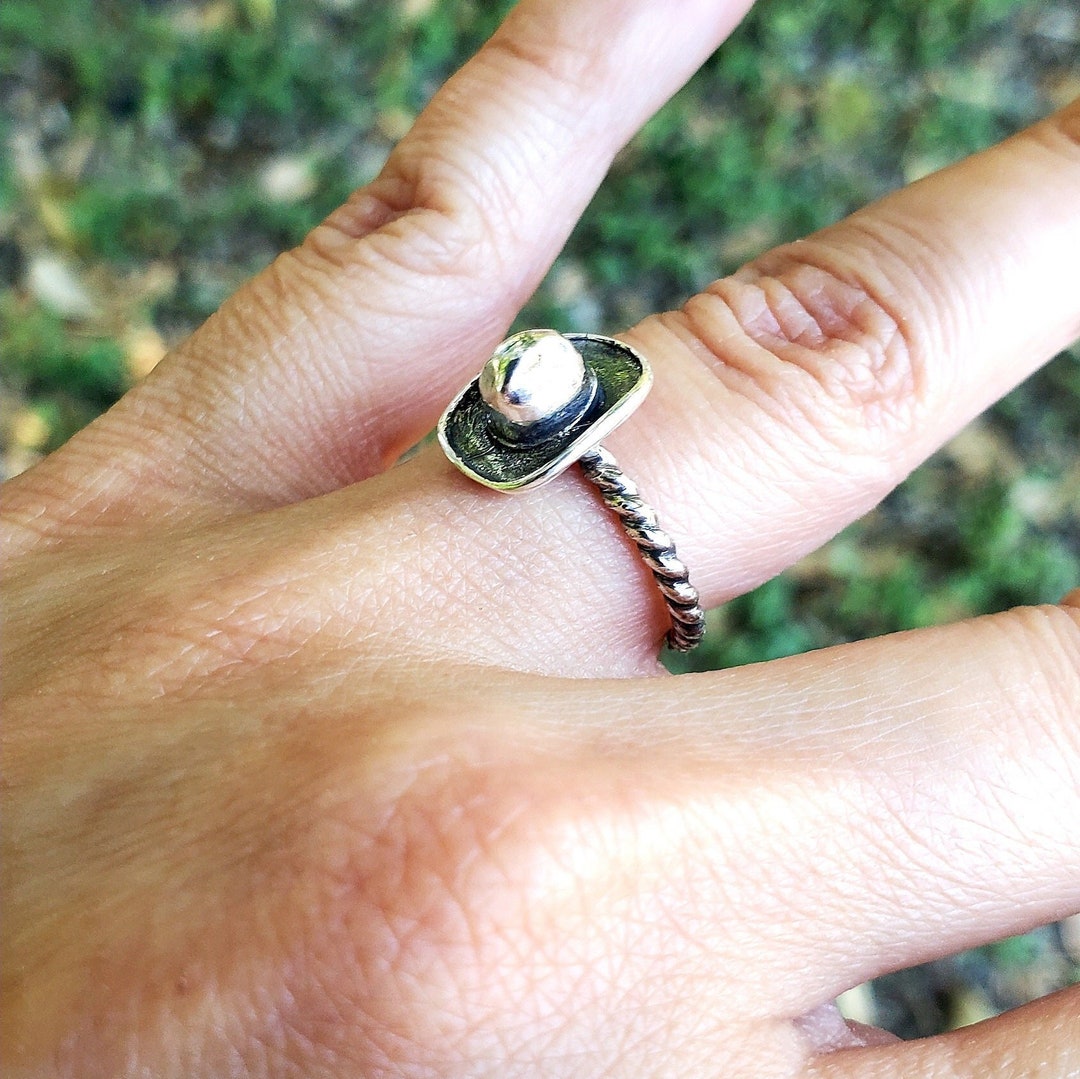 COWBOY HAT - Sterling Silver Stacking Ring, Cute Little Western Hat - Etsy