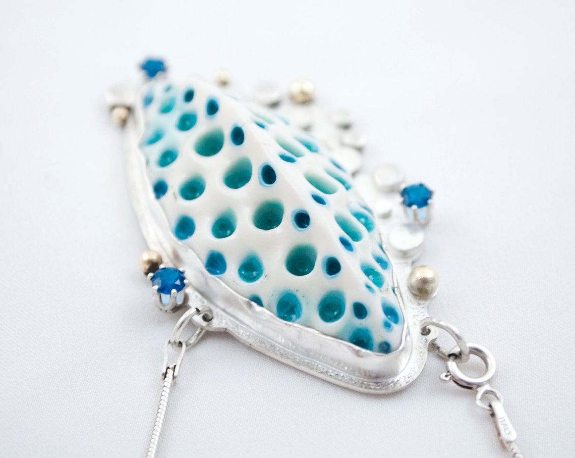 SEA TANGLE Organic Like Porcelain Cabochon Sterling and - Etsy