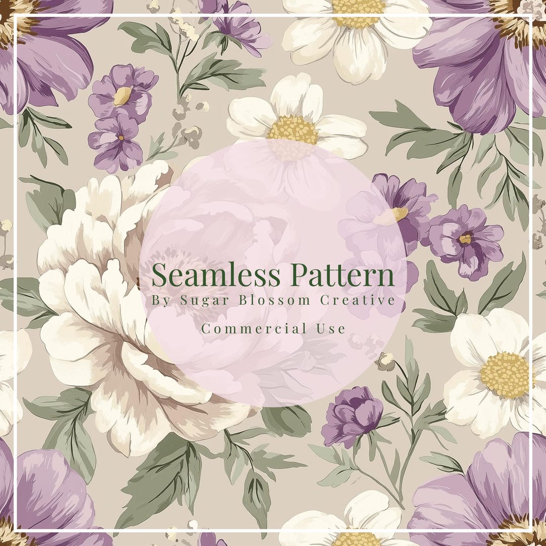 Dusky Blooms Seamless Floral Pattern – Watercolor Style Flower Digital ...