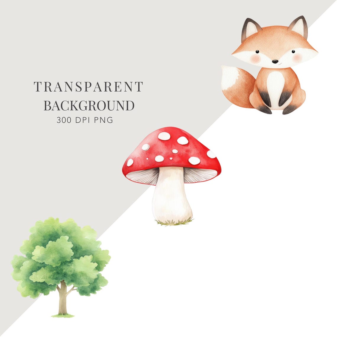 Wild Wood Friends Clipart Set – Adorable Woodland Animals, Trees, Bugs ...