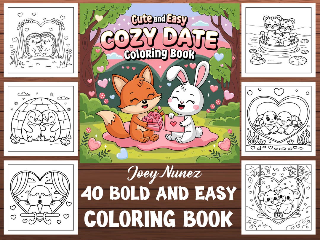 Cute-easy-cozy-date Coloring Book for Kids and Adults | Digital ...