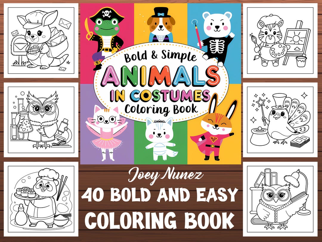 Animal-in-costumes Coloring Book for Kids and Adults| Digital Coloring ...