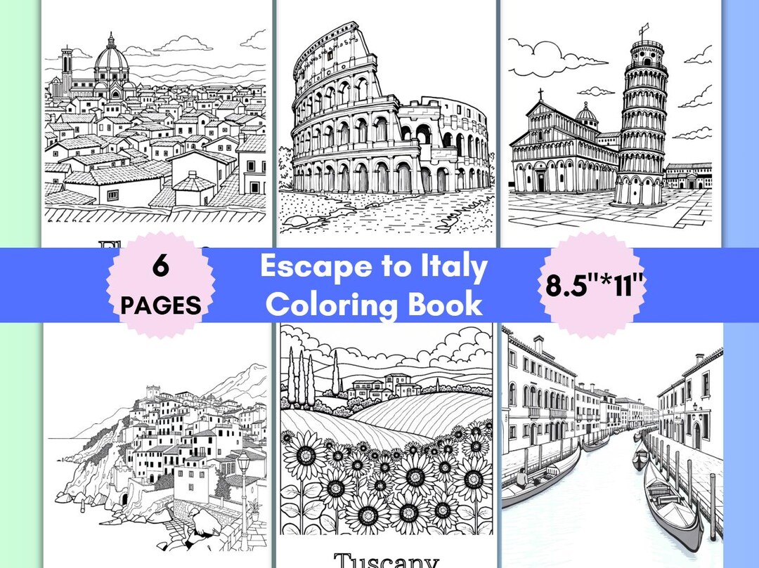 Travel to Italy Coloring Pages, Printable Italy Coloring Book for ...