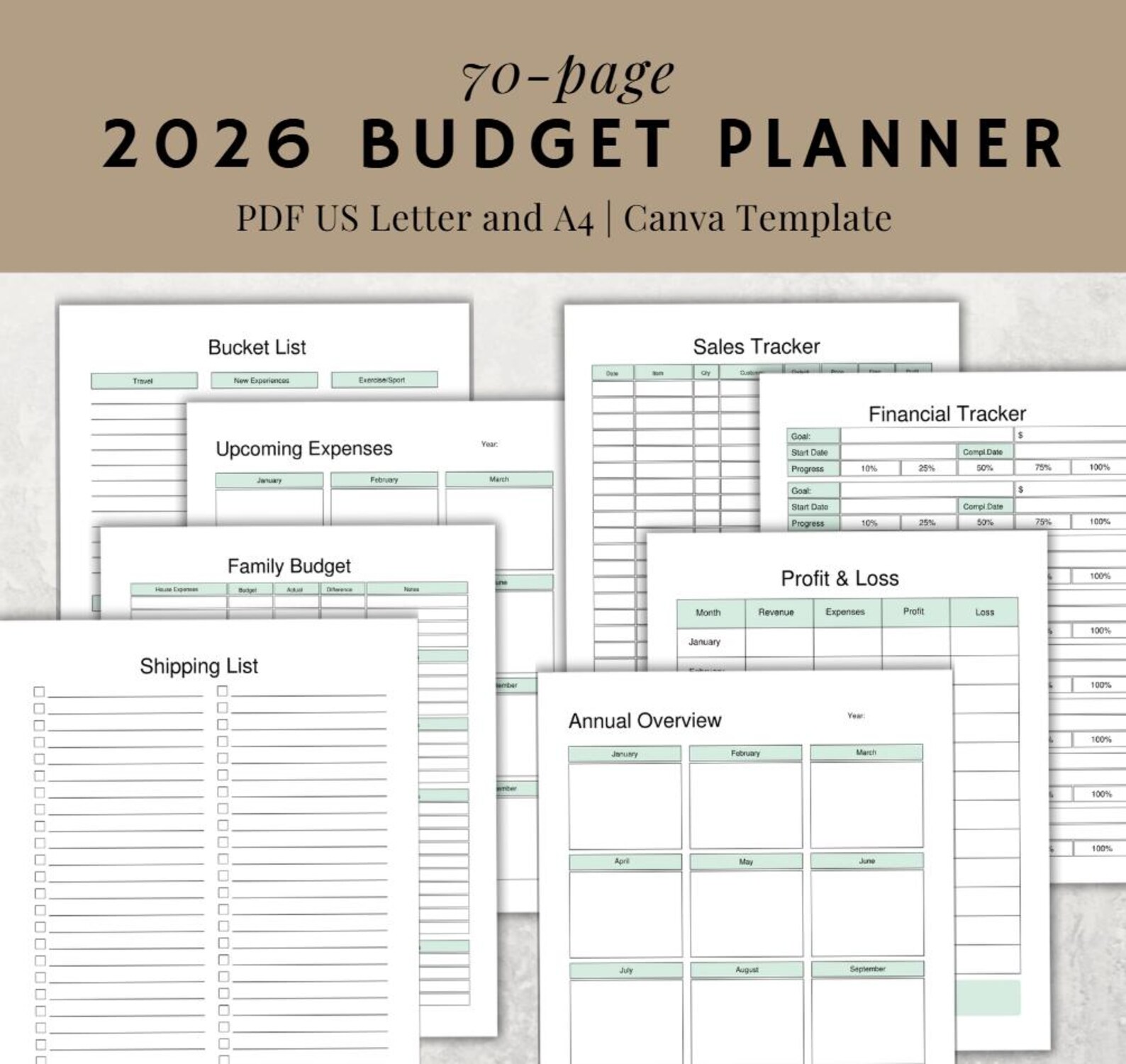 2026 Budget Planner PLR MRR, Editable in Canva, Commercial Use, Private ...
