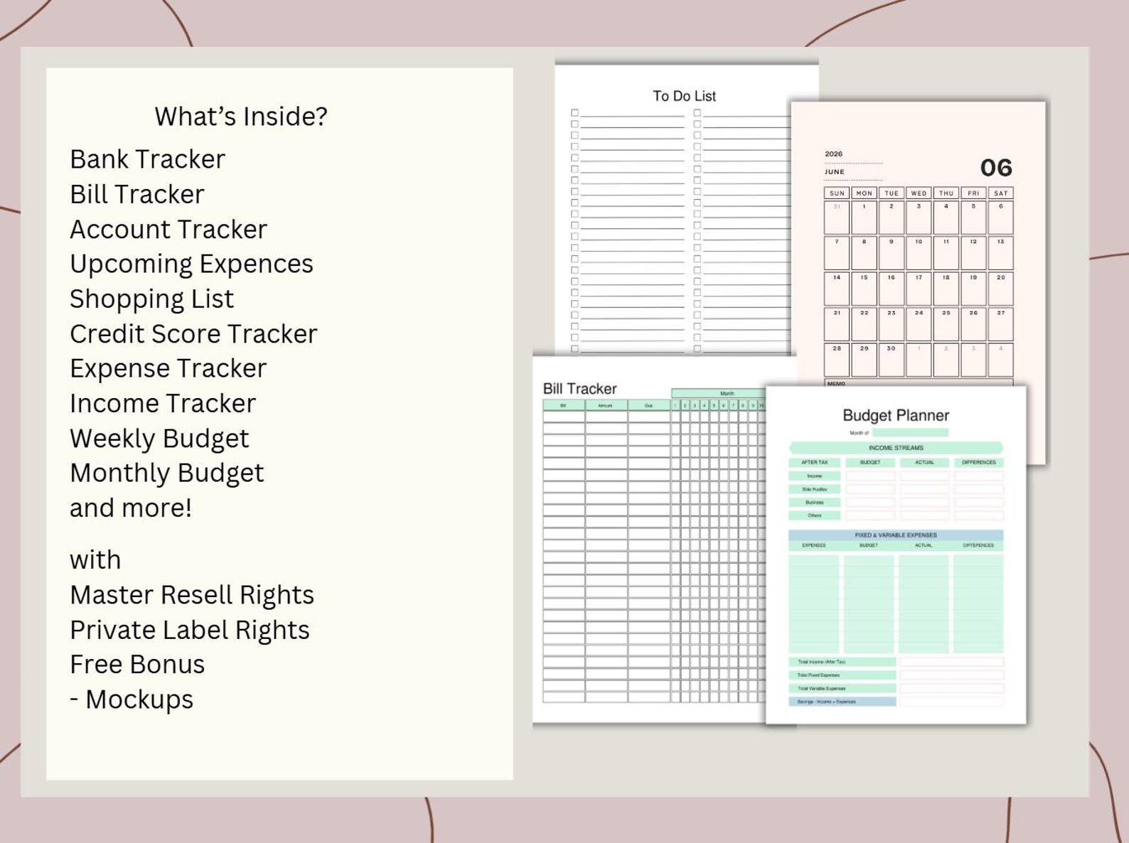 2026 Budget Planner PLR MRR, Editable in Canva, Commercial Use, Private ...
