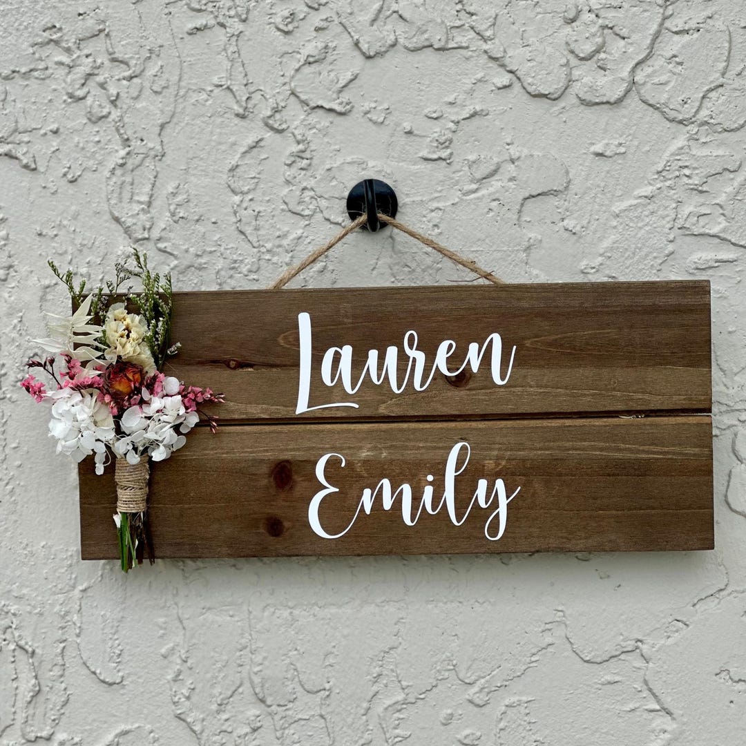 Boho Dried Flower Name Sign, Custom Name Sign, Dried Flower Boquet ...
