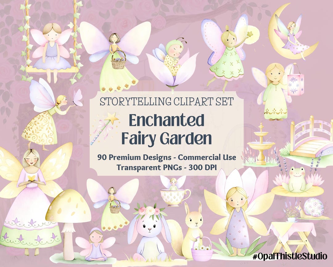 Enchanted Fairy Clipart Set Magical Woodland PNG Fairy Garden Graphics ...