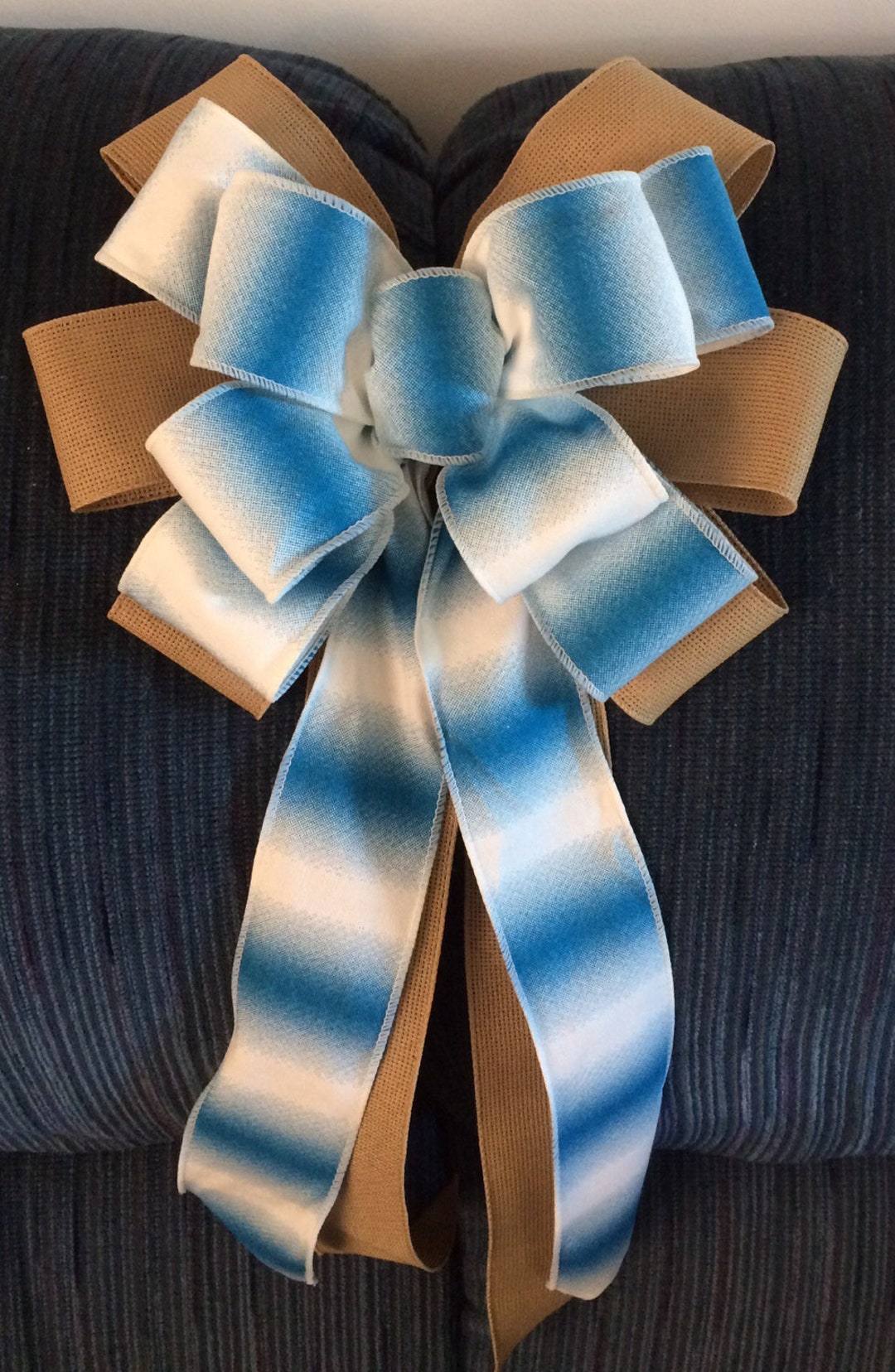 Big Blue & White Bow / Denim Blue / Handmade Gift for Him Party ...