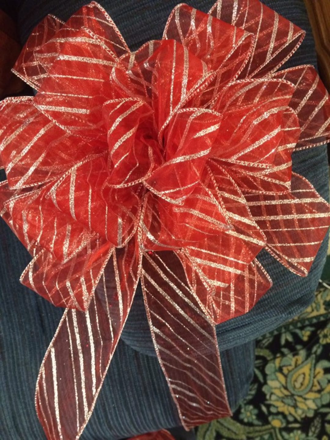 Candy Cane Tree Topper Bow With Streamers - Etsy