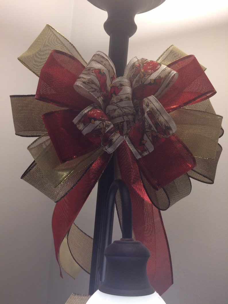 Christmas Tree Topper Bow With Streamers Red Cardinal Bird Etsy christmas-tree-topper-bow-with-streamers-red-cardinal-bird-etsy