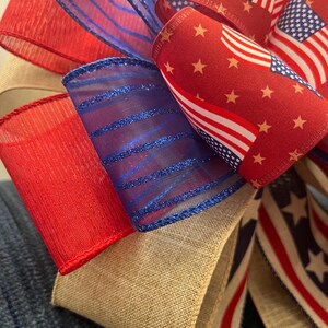 American Flag Tree Topper Bow / Patriotic Big Wreath Bow / Red White ...