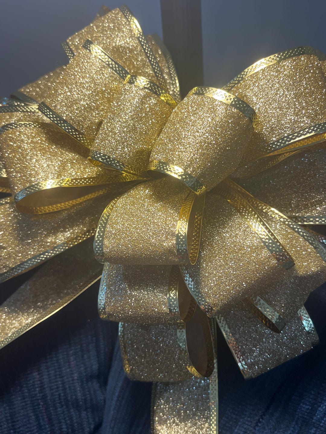 Glittered Gold Tree Topper Bow for Christmas / Gift for Her / Gold ...