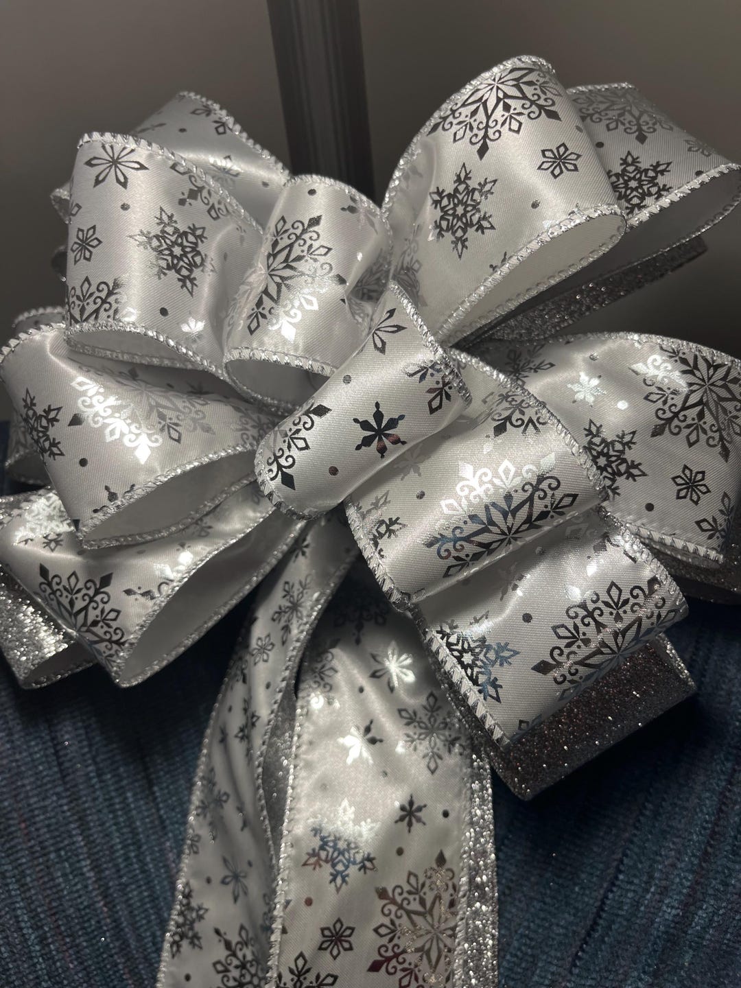 Silver Tree Bow: Tree Topper and Wreath Decor - Etsy