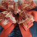 Sheer Red & Gold Tree Topper Bow With Streamers / Giant Antique Gold ...