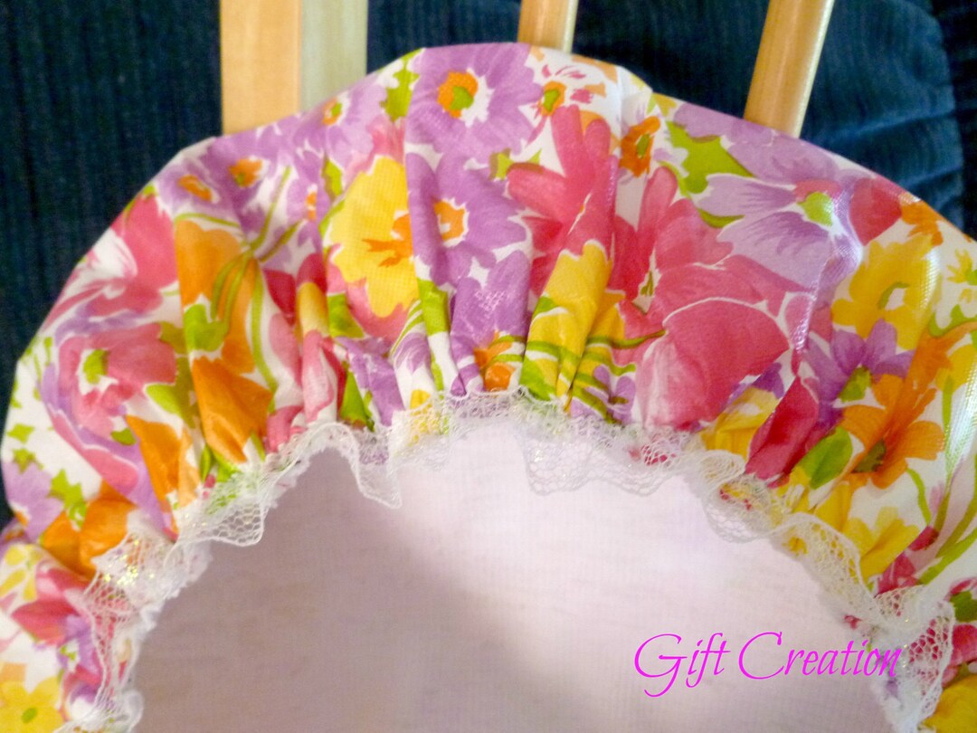 Waterproof Shower Cap Pink & Purple Wildflowers /handmade Gift for Her ...