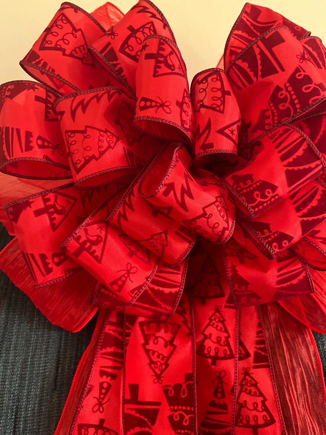 Giant Red Tree Topper Bow / Burgundy Red Xlarge Bow / Christmas Red ...