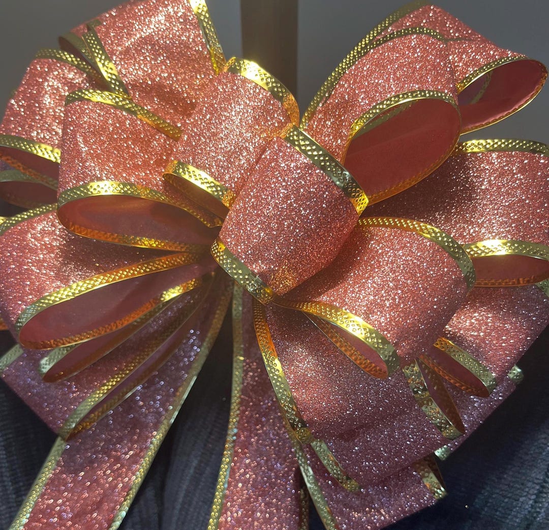 Christmas Tree Topper Bow With Streamers: Pink and Gold - Etsy