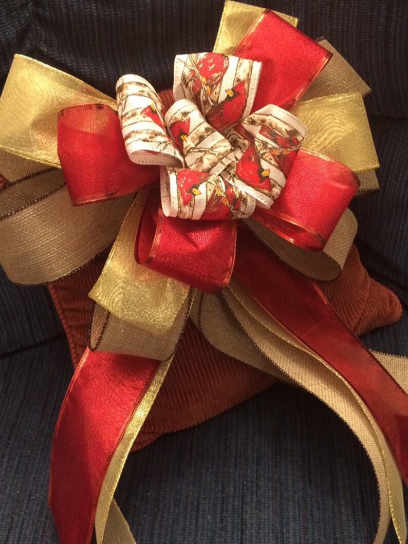 Christmas Tree Topper Bow With Streamers Red Cardinal Bird Etsy christmas-tree-topper-bow-with-streamers-red-cardinal-bird-etsy