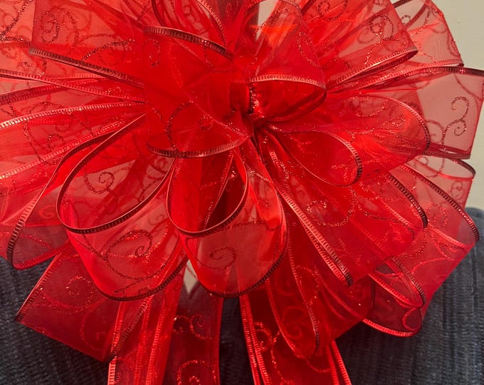 Christmas Tree Topper Bow With Streamers: Red - Etsy