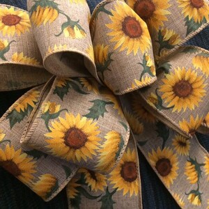 Sunflower Tree Topper Bow / Bow for Wreath Yellow & Brown / Bow for ...