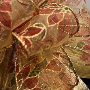 Sheer Red & Gold Tree Topper Bow With Streamers / Giant Antique Gold ...